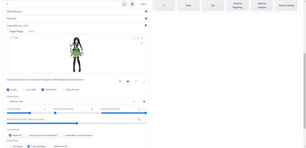 Stable DiffusionでControlNetのreference_onlyでキャラを固定して画像生成する方法 | Murasan Lab