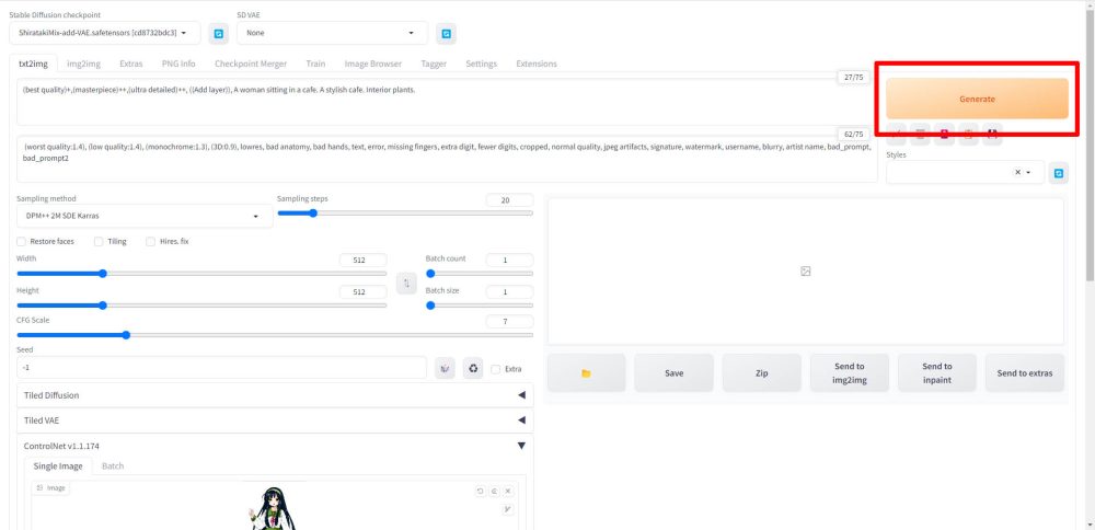 Stable DiffusionでControlNetのreference_onlyでキャラを固定して画像生成する方法 | Murasan Lab